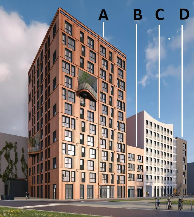 Vier verschillende woongebouwen woningcorporatie Stadgenoot ...